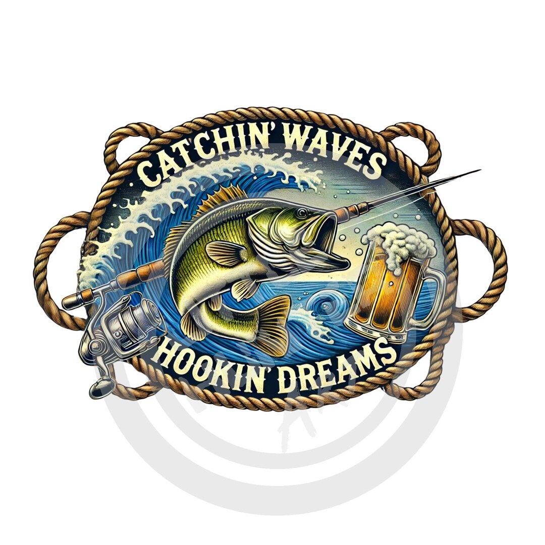 Fishing Png, Catchin' Waves Png, Fishing Png, Deep Sea Png, Saltwater Fishing Png, Digital ...