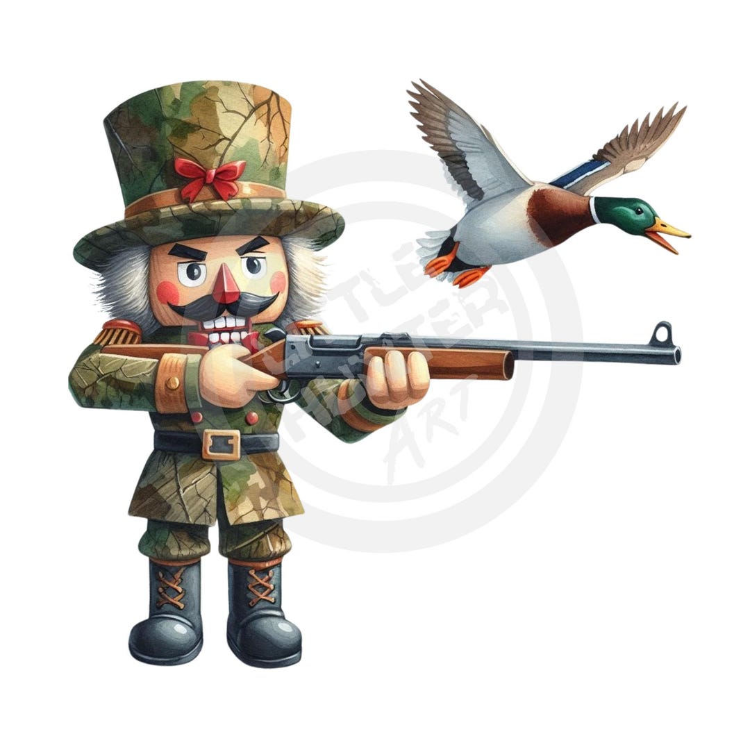 Camo Nutcracker Duck Hunter PNG: Winter Sublimation Design (digital ...