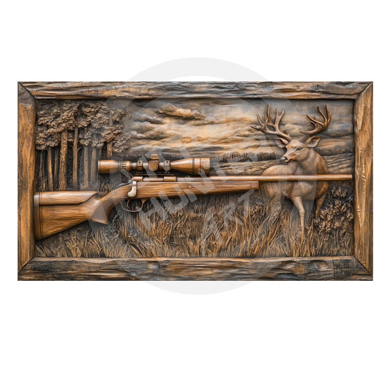 Deer Hunting 3D Wood Carving Scene (digital Download) - Etsy