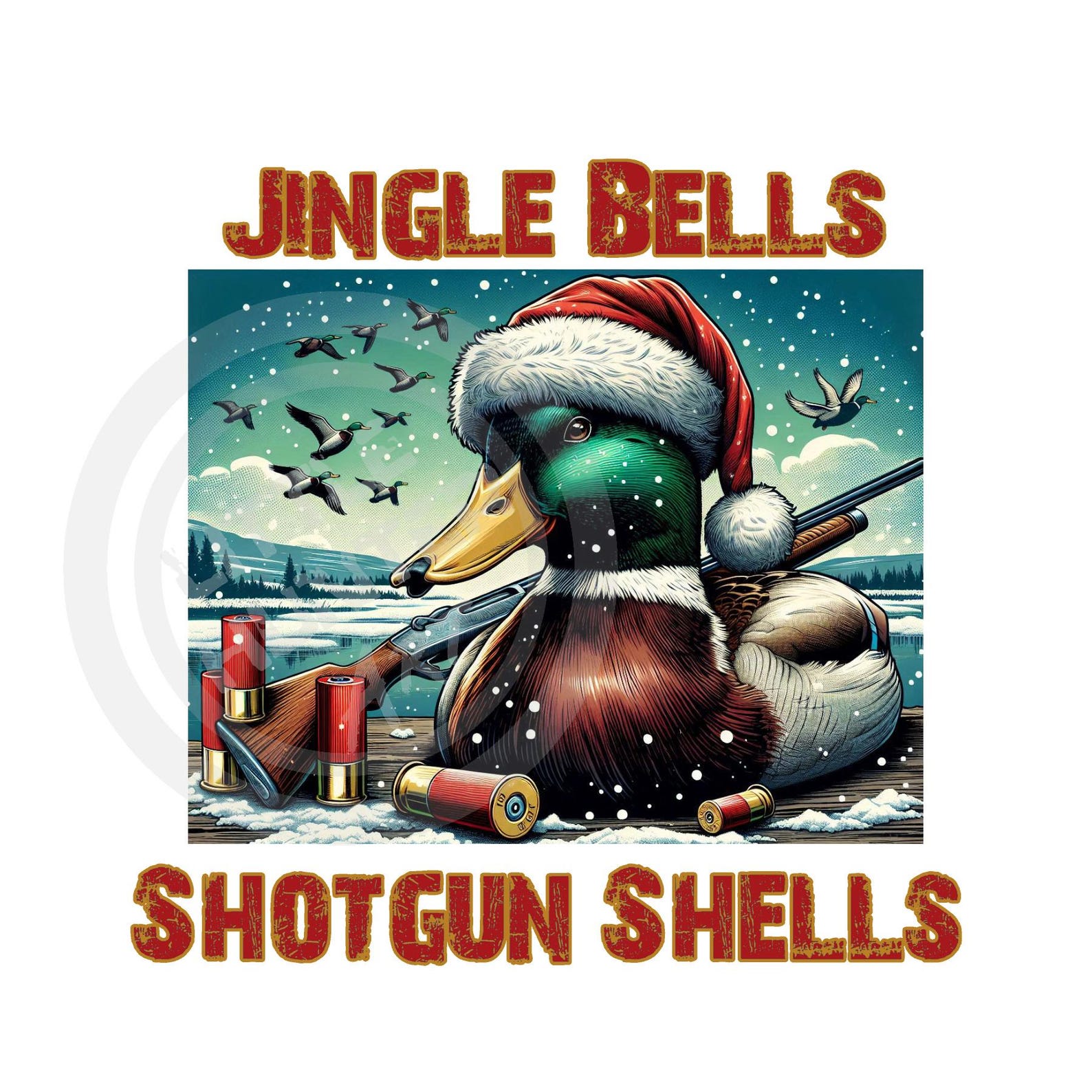 Jingle Bells Shotgun Shells Png, Christmas Duck Png, Duck Png, Winter ...