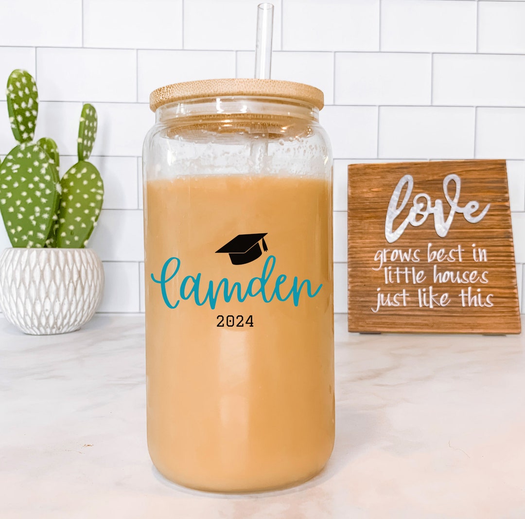 Custom Native Graduation Iced Coffee Glass Cup, Graduate Glass Cup With ...