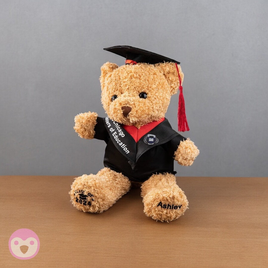 Personalized Graduation Teddy Bear With Custom School Badge Degree ...