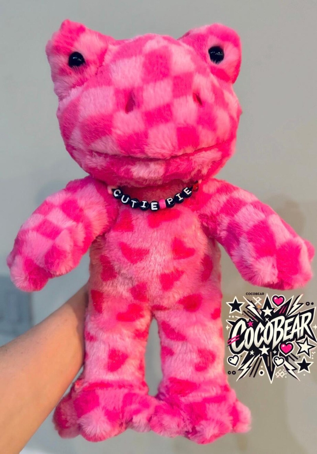 Custom Checkered Frog With Hearts Bear Body - Etsy