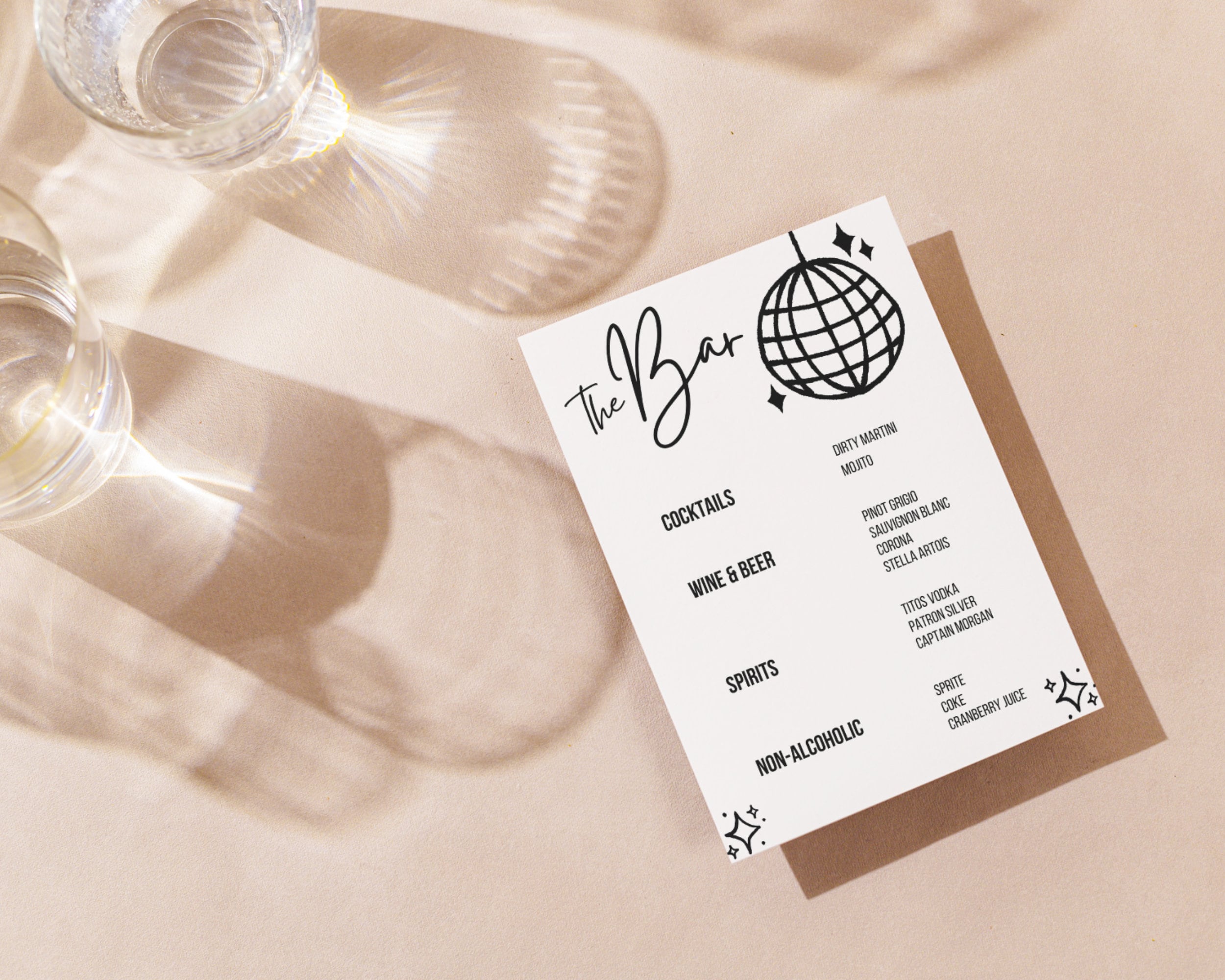 Disco Bar Menu Template, Wedding Drink Sign, Retro Bar Menu, Bridal ...