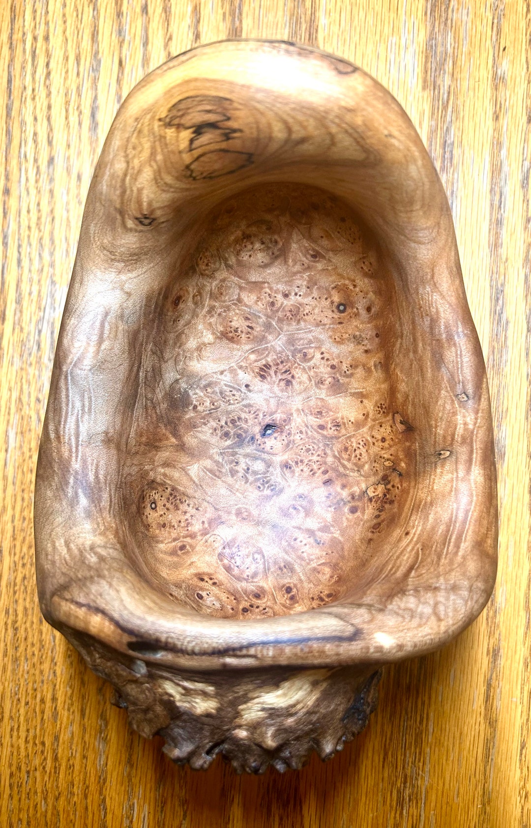 Maple Burl Wood Bowl, Hand Carved and Highly Polished, Sandblasted ...