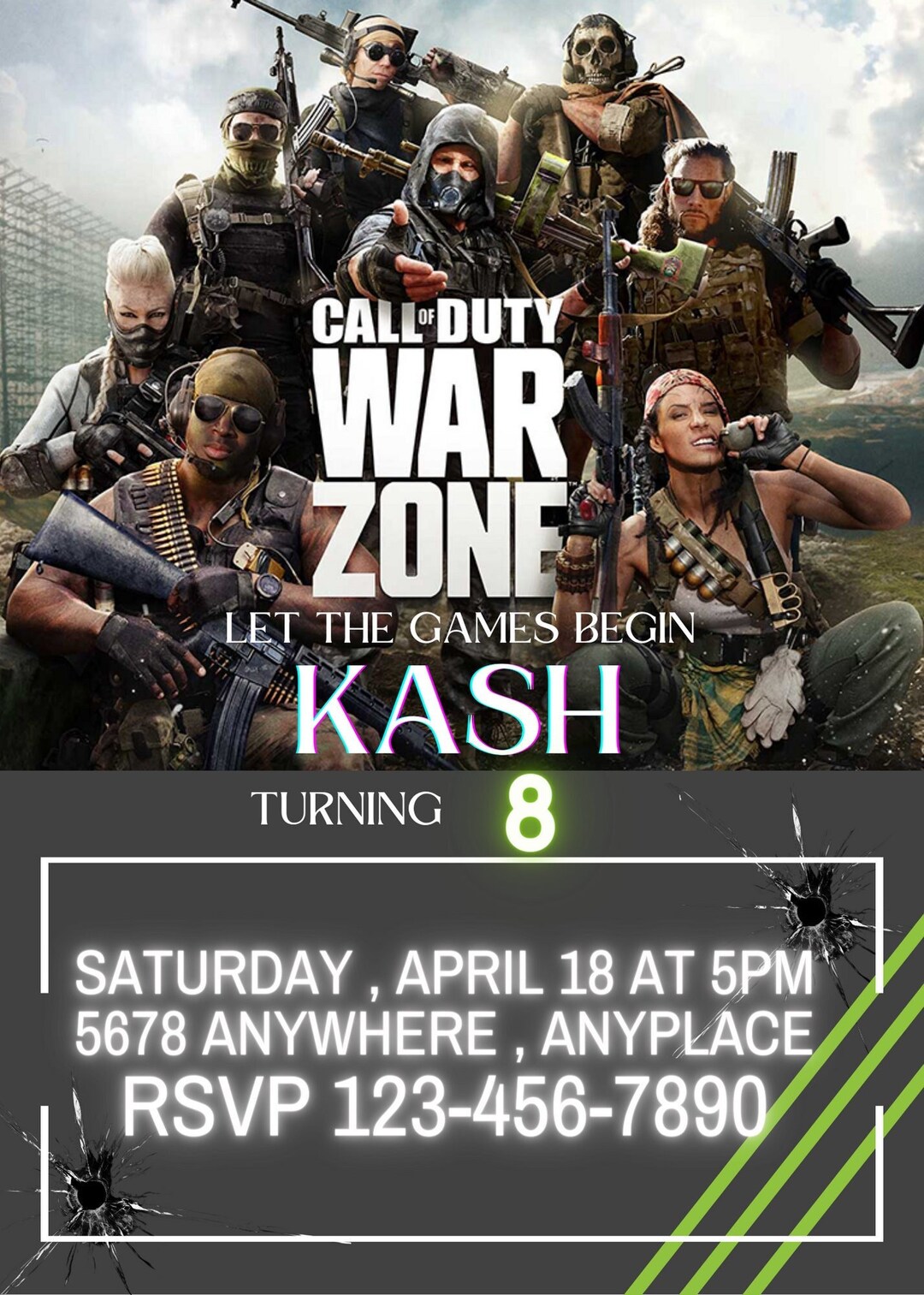 Editable Gamer Invitation , Call of Duty , Boy Invitation , Video Game ...
