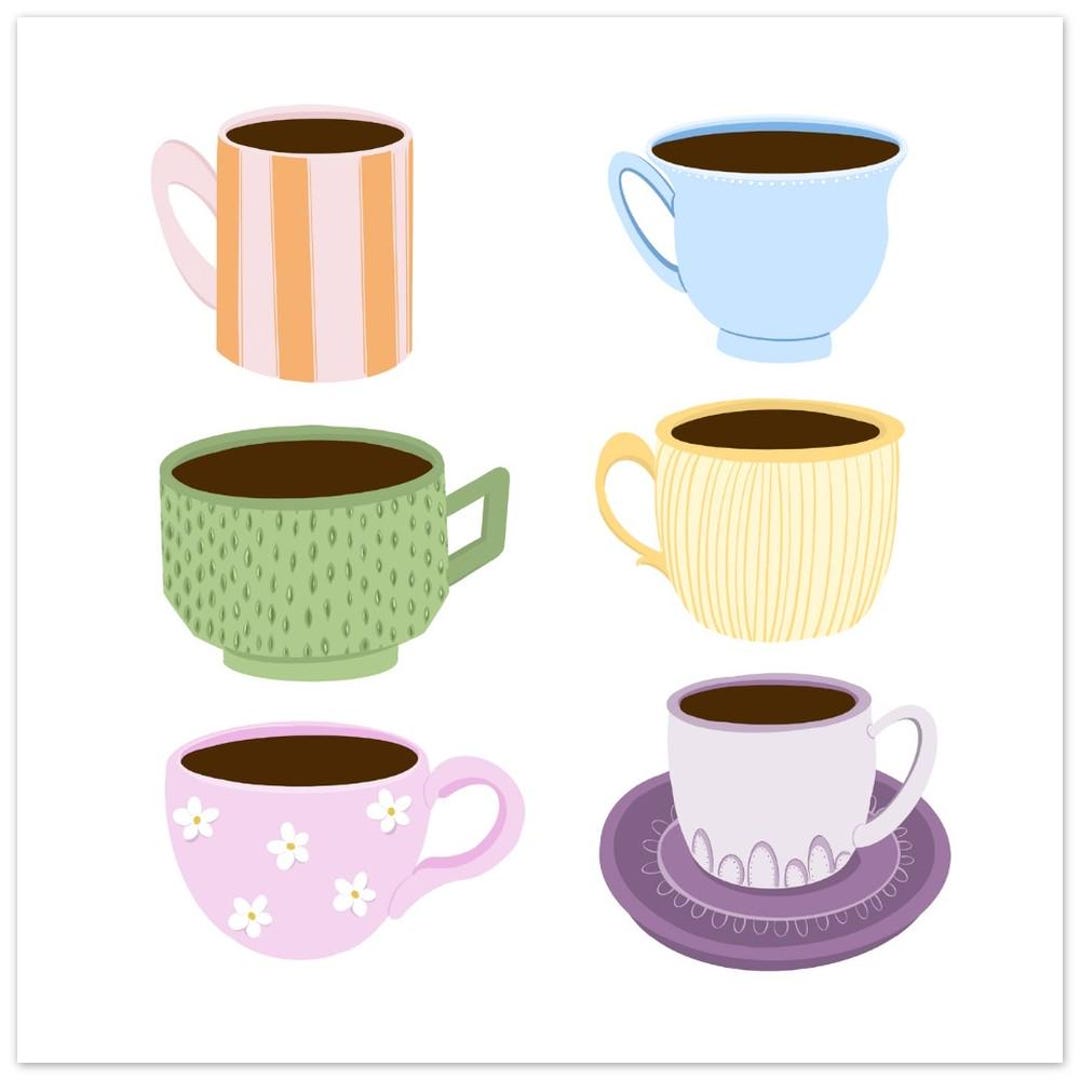 Coffee Cups Print - Etsy