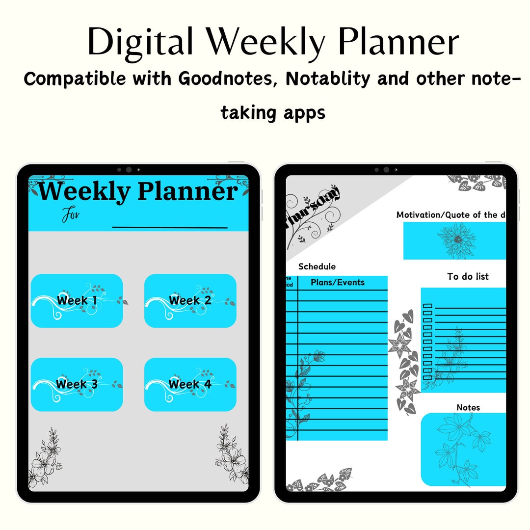Weekly Planner Digital Weekly Planner Template Weekly Schedule Planner ...