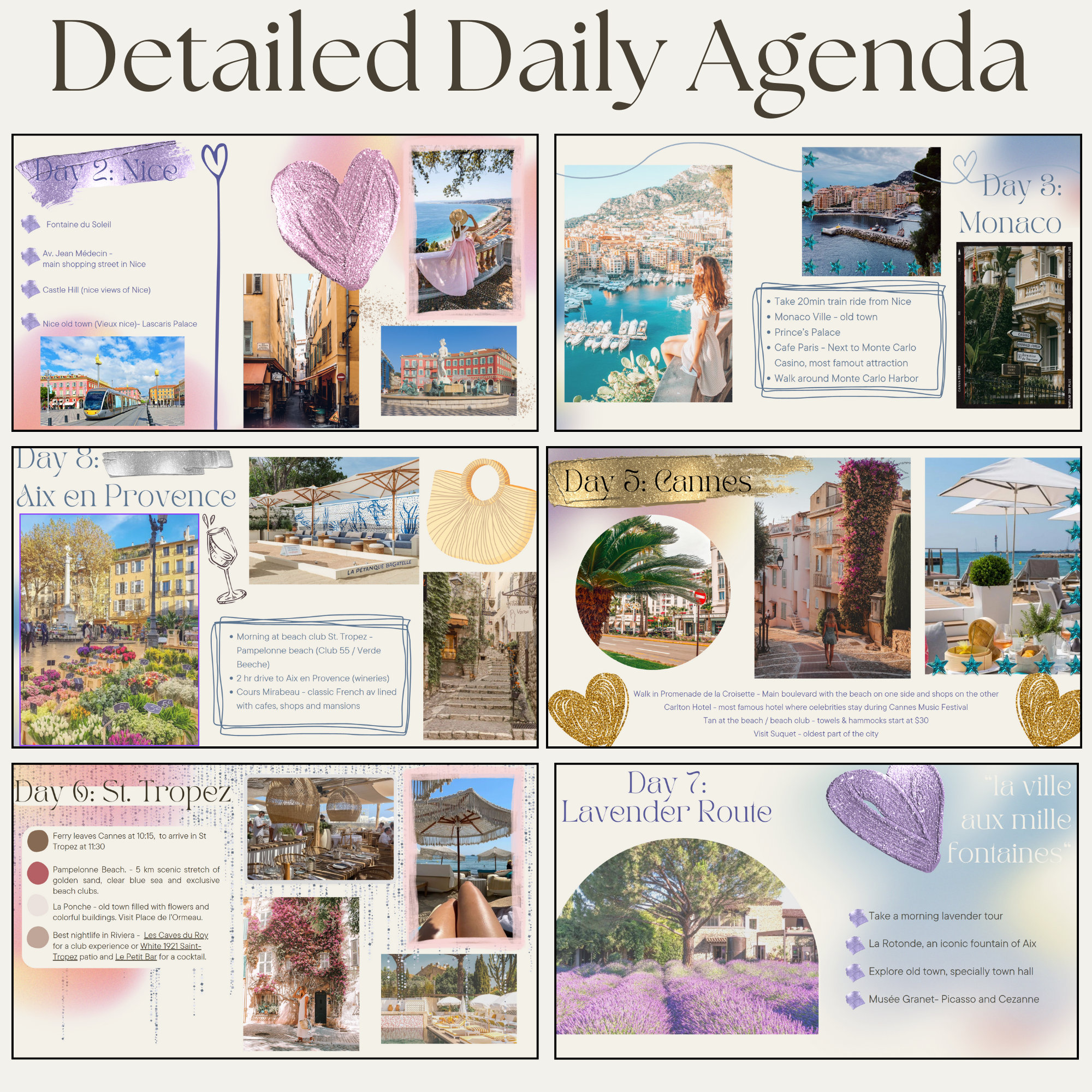 French Riviera Travel Itinerary | Travel Itinerary Template | Mobile ...