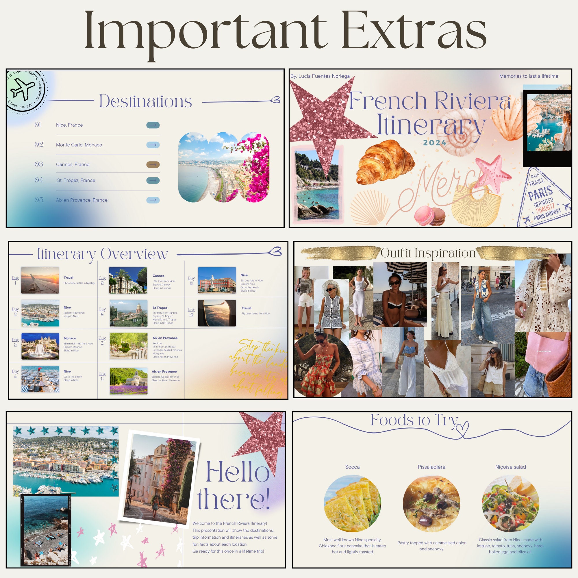 French Riviera Travel Itinerary | Travel Itinerary Template | Mobile ...