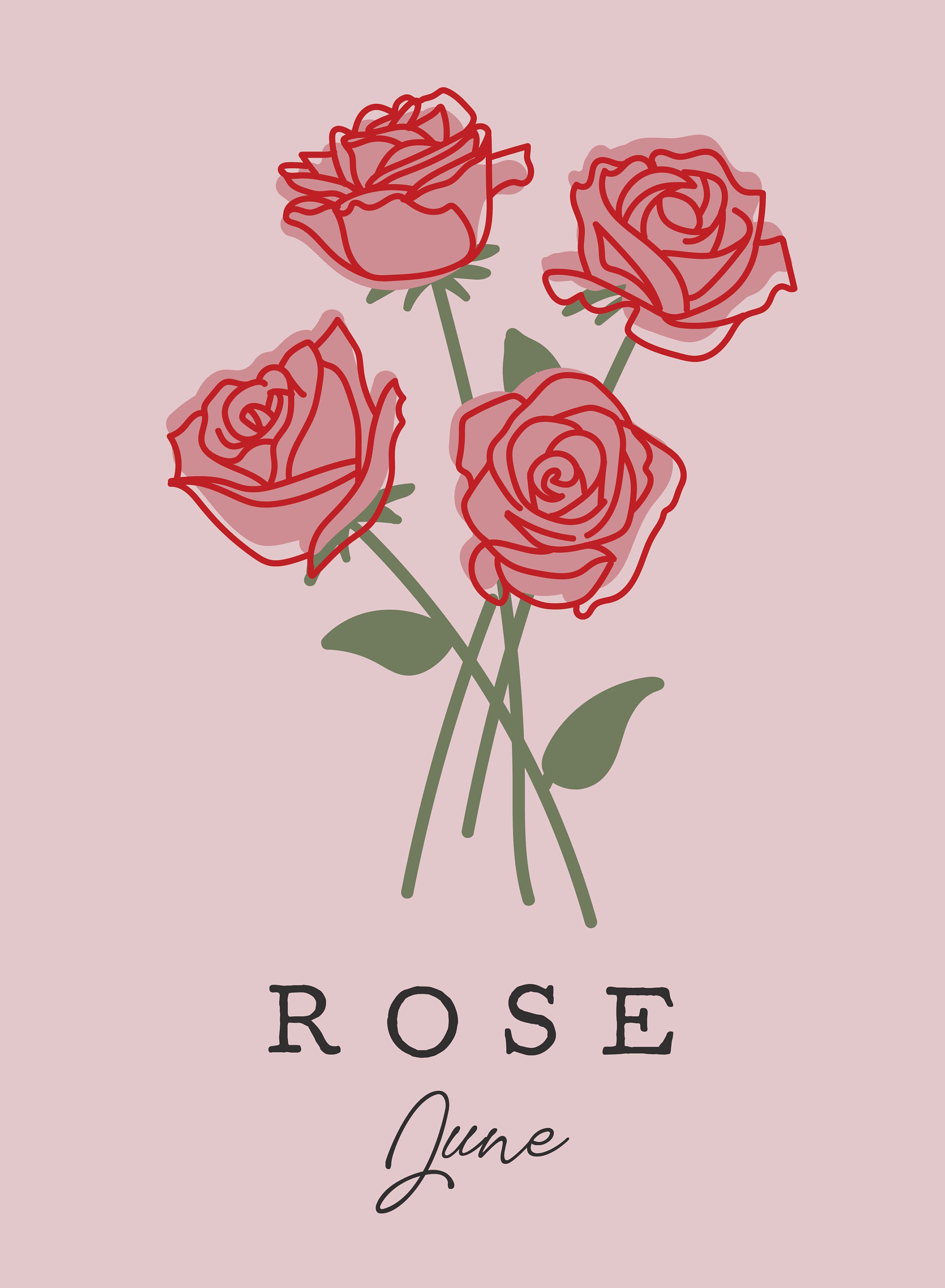 Rose | June Birth Flower | Art Print - Etsy