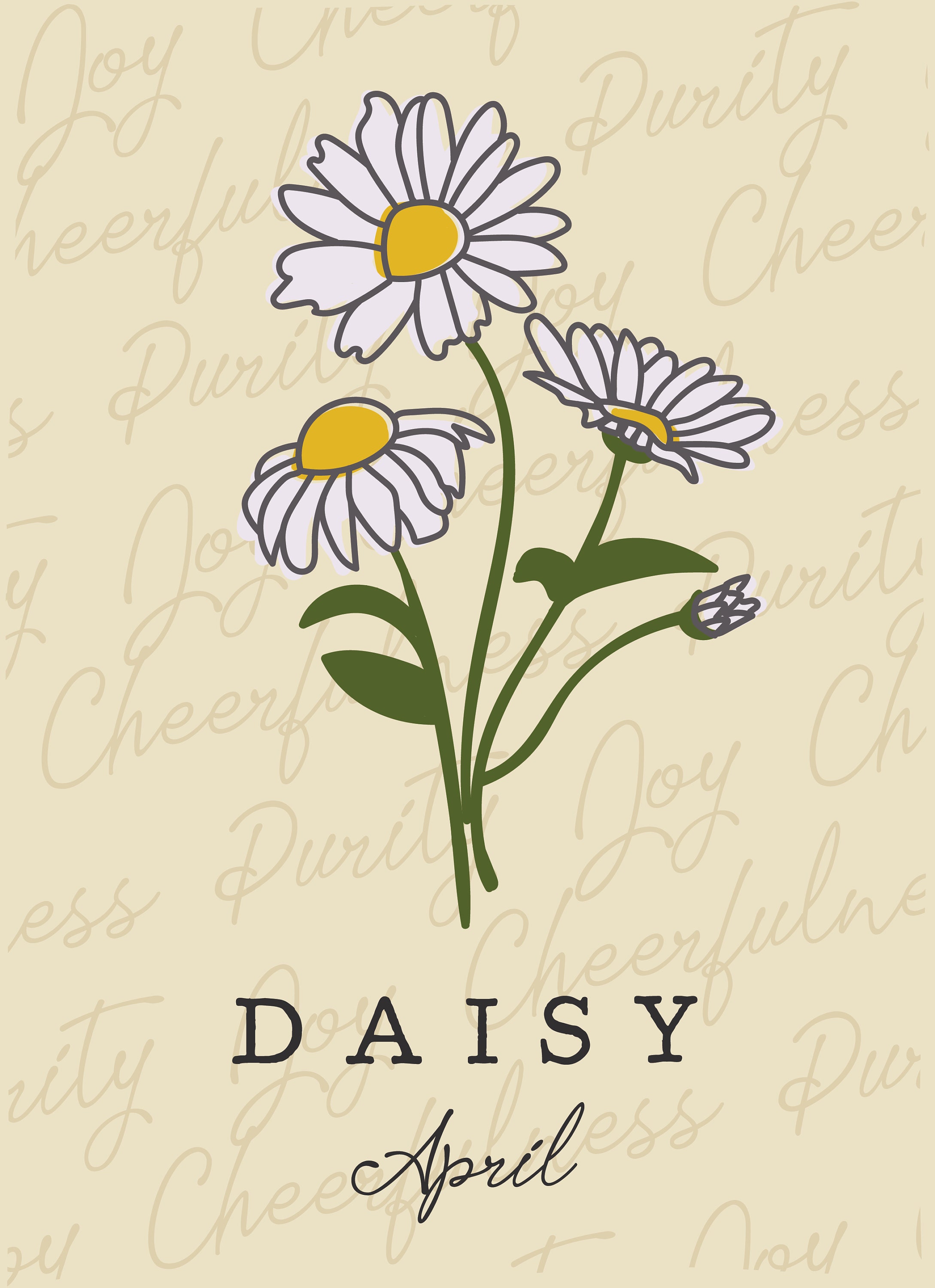 Daisy April Birth Flower Art Print - Etsy
