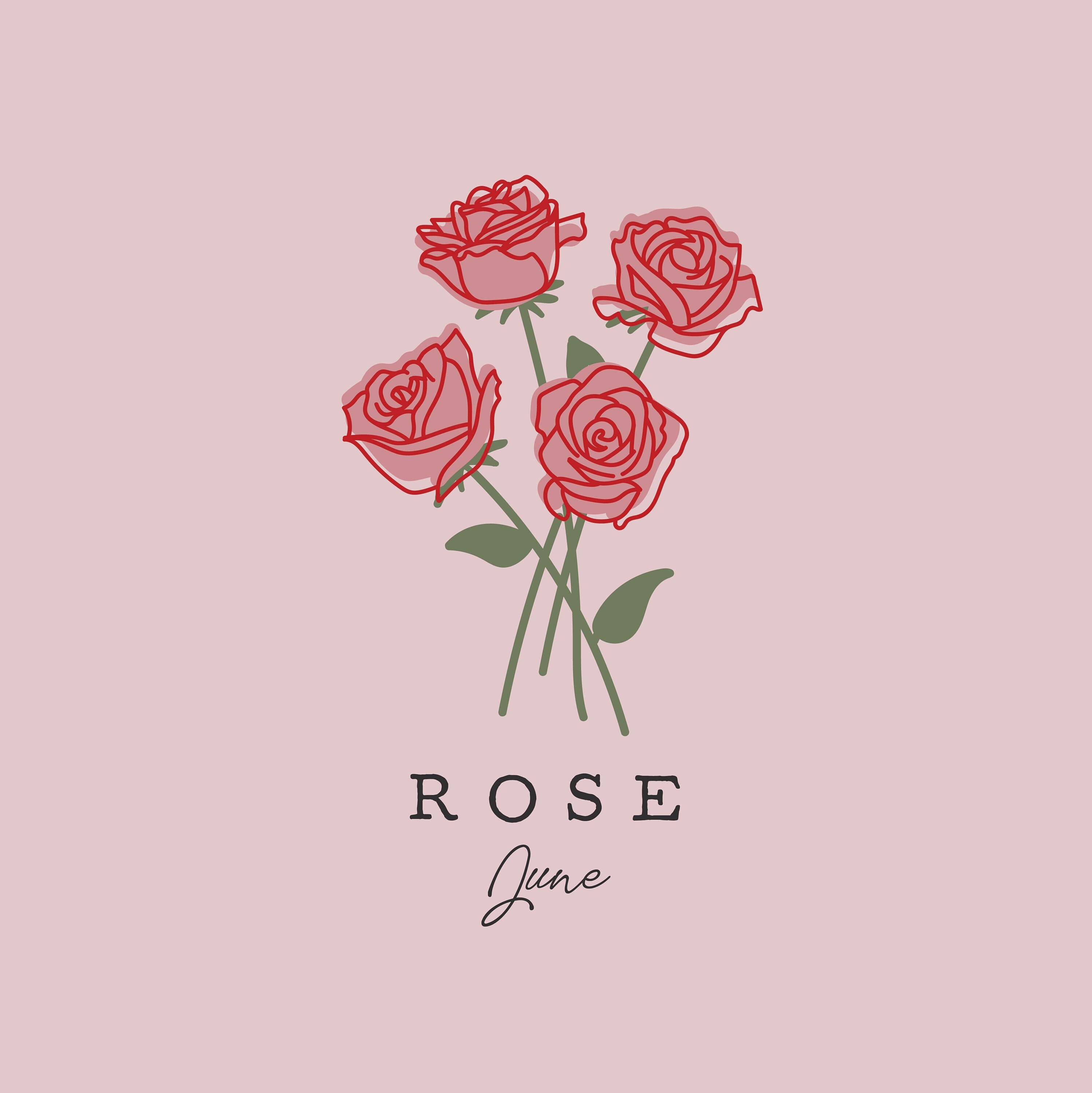 Rose June Birth Flower Art Print - Etsy