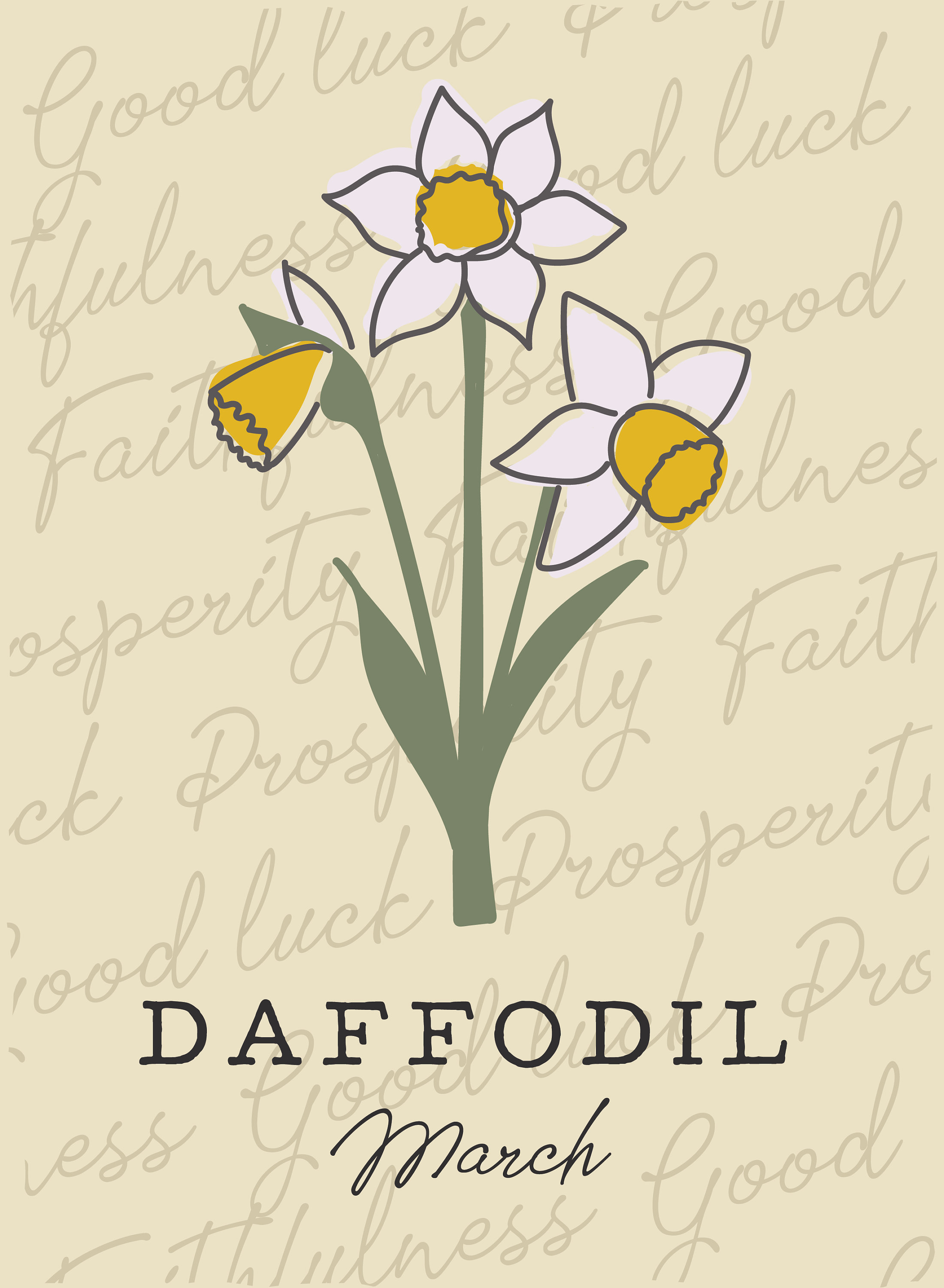 Daffodil | March Birth Flower | Art Print - Etsy