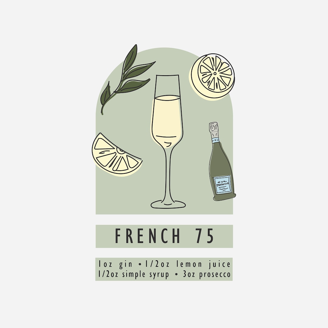 French 75 Recipe | Printable Art - Etsy