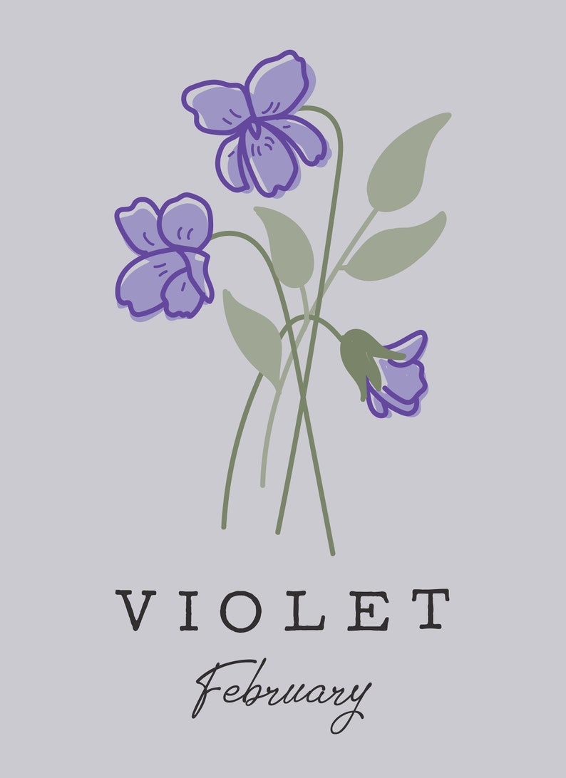 Violet | February Birth Flower | Art Print - Etsy