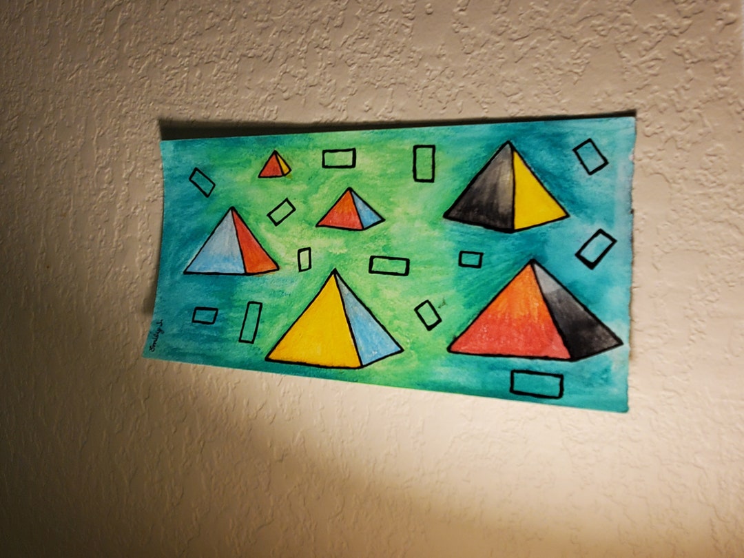 Watercolor Textural Art (pyramid) - Etsy