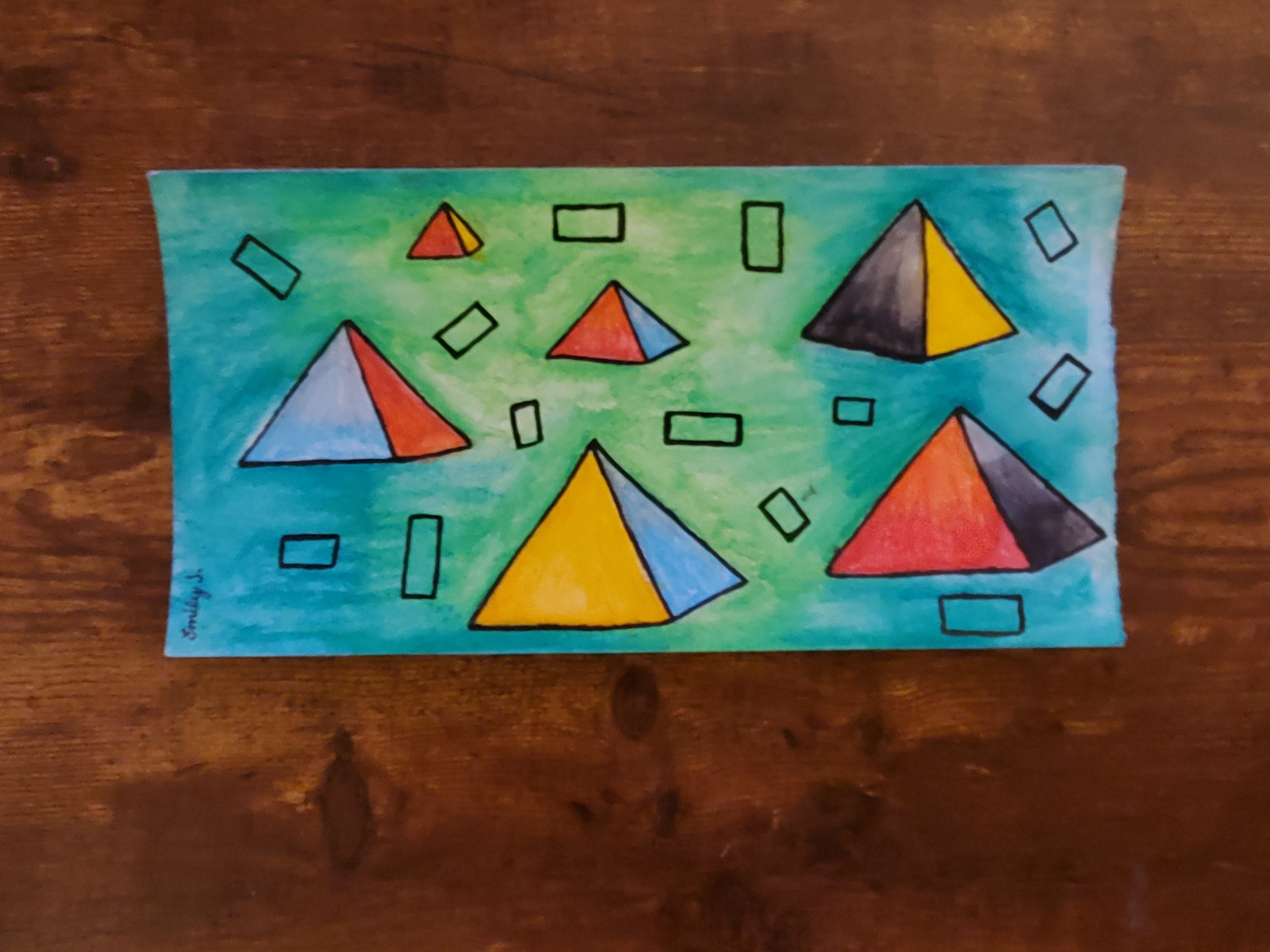 Watercolor Textural Art pyramid - Etsy