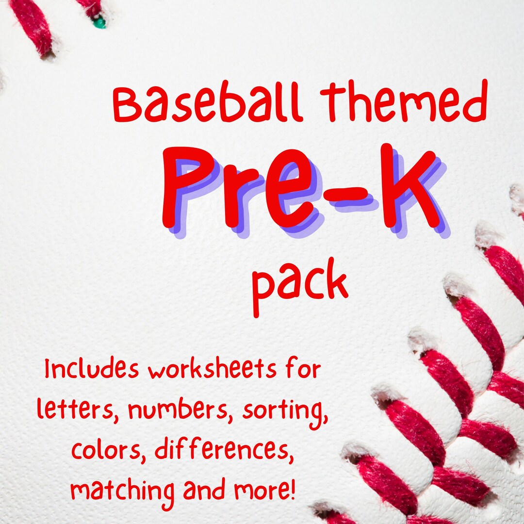 Baseball Themed Pre-k Worksheet Pack - Etsy