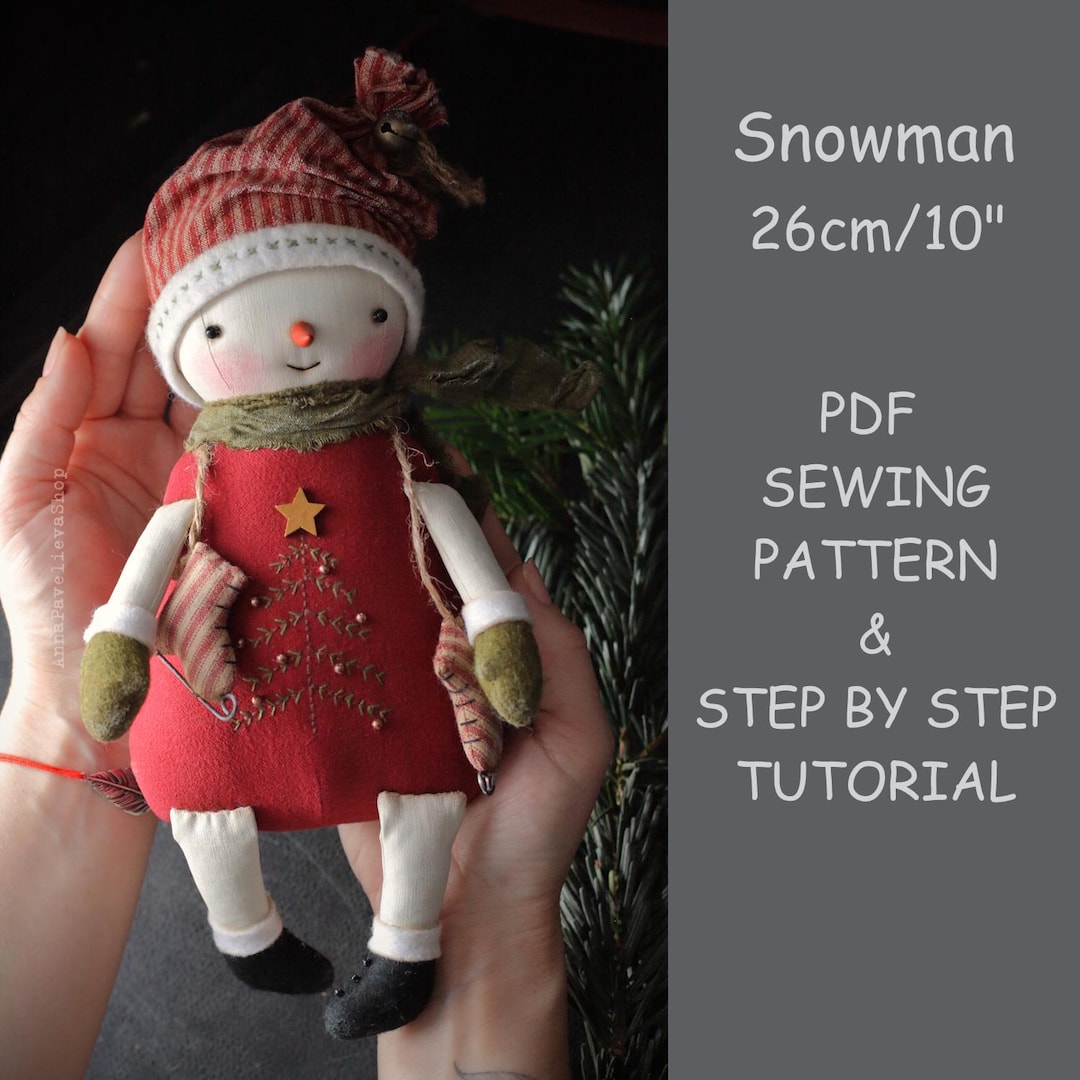 Snowman Doll PDF Pattern and Tutorial 26 Cm 10,2" With Accessories ...