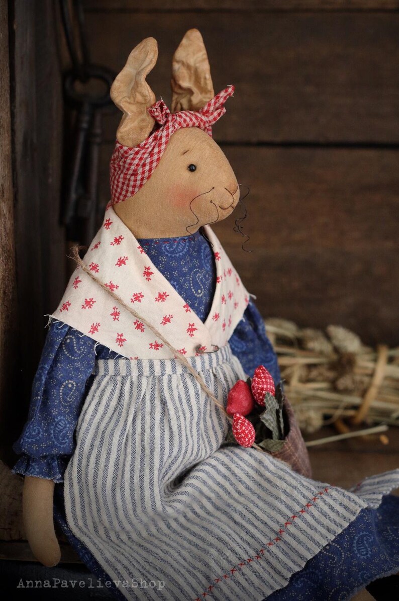 Bunny Doll PDF Pattern and Tutorial 44cm 17" With Clothes, Primitive ...