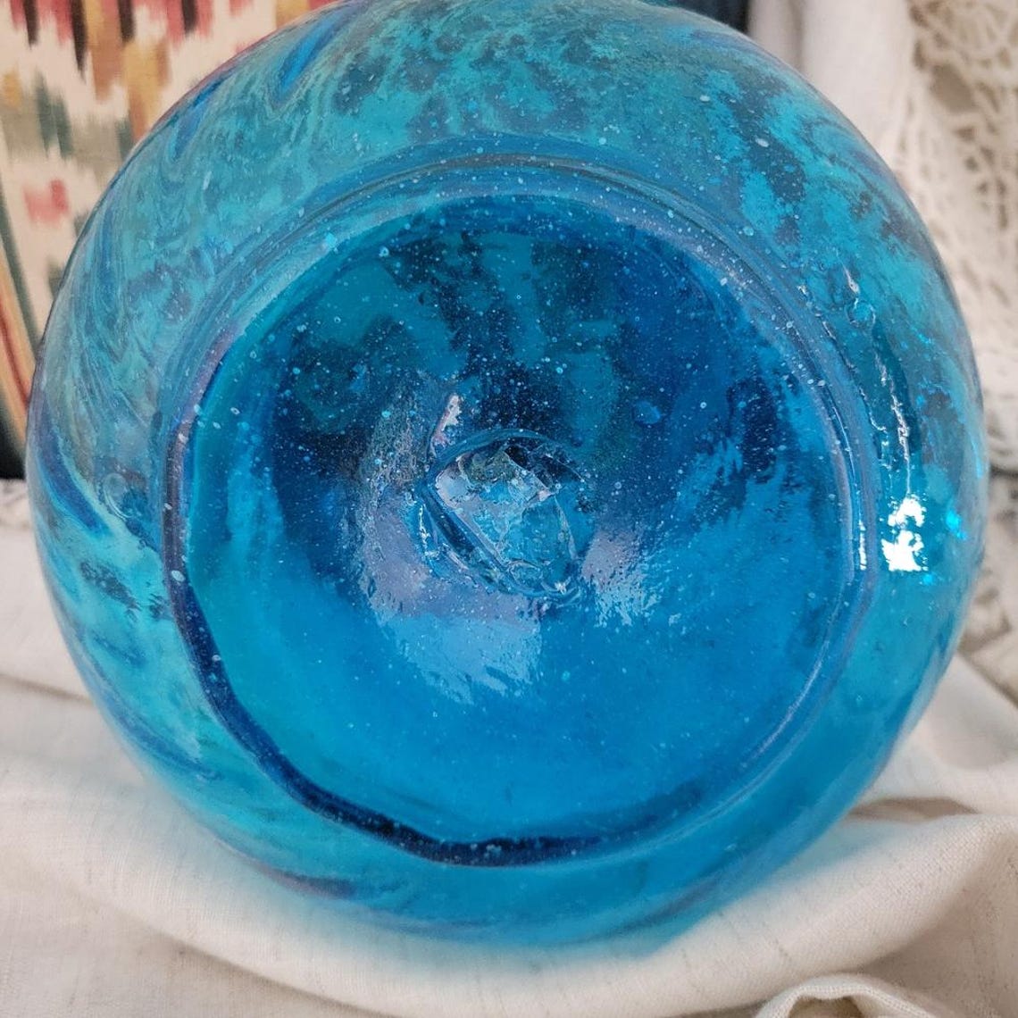 Hand-blown, Mexican Glass Pitcher, Swirl, Aqua - Etsy