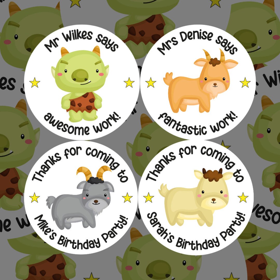 Personalised Billy Goats Gruff Stickers School Reward Stickers Teacher ...