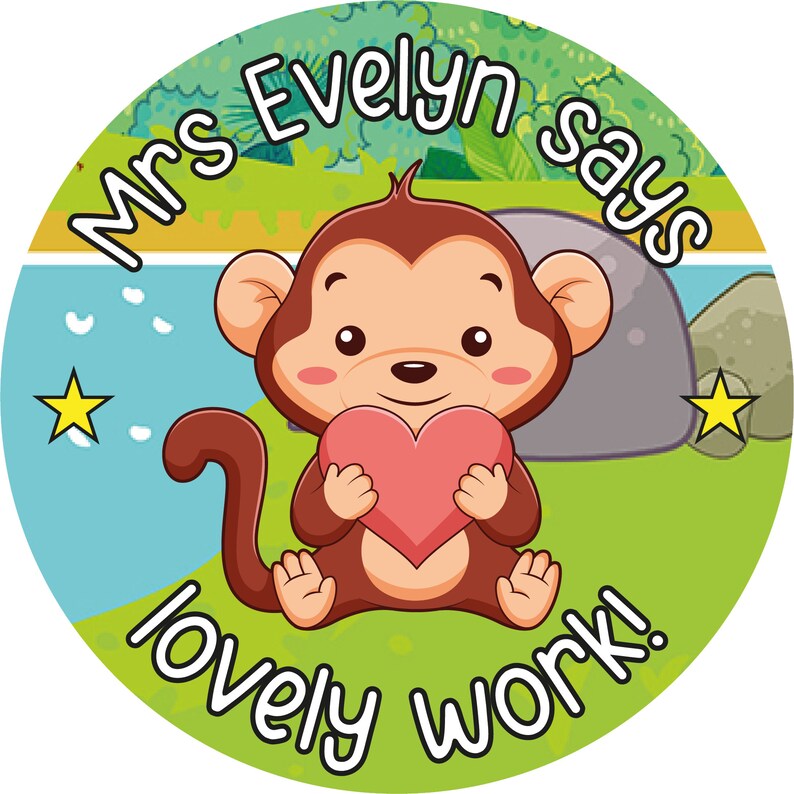 Personalised Monkey Stickers School Reward Stickers Teacher Stationery ...