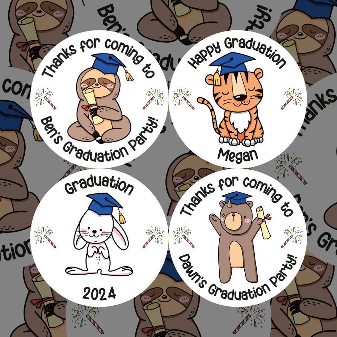 Personalised Graduation Animals Stickers Graduation 2024 Stickers ...