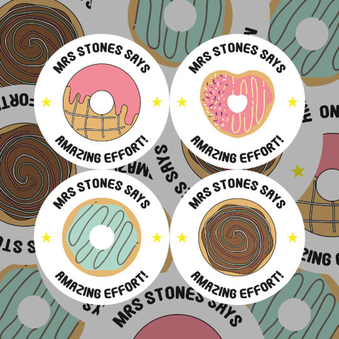 Personalised Doughnuts Stickers School Reward Stickers Teacher ...