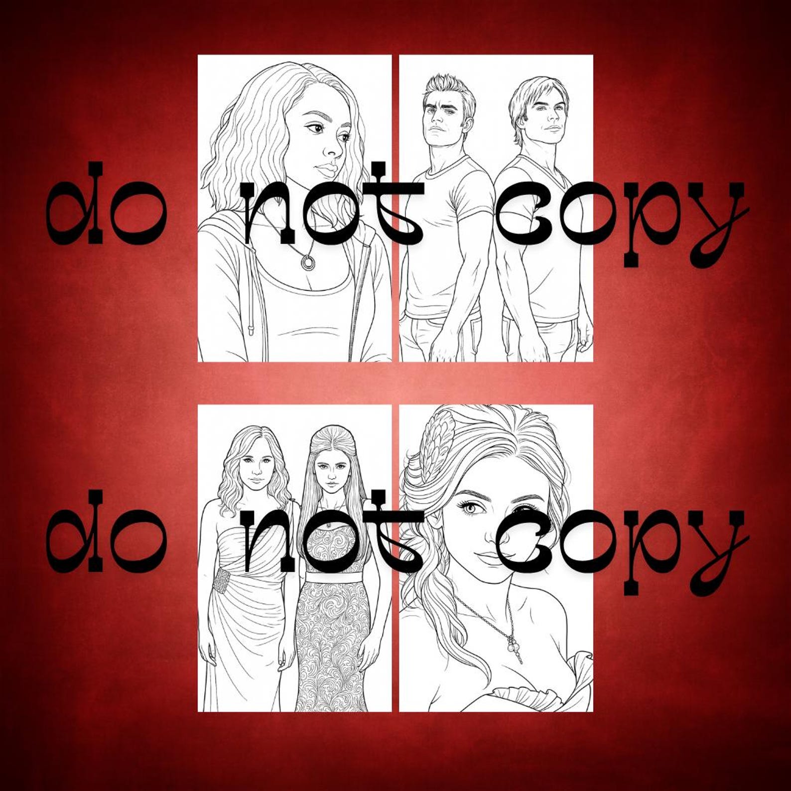 The Vampire Diaries Inspired 20 Coloring Pages Bundle - Etsy