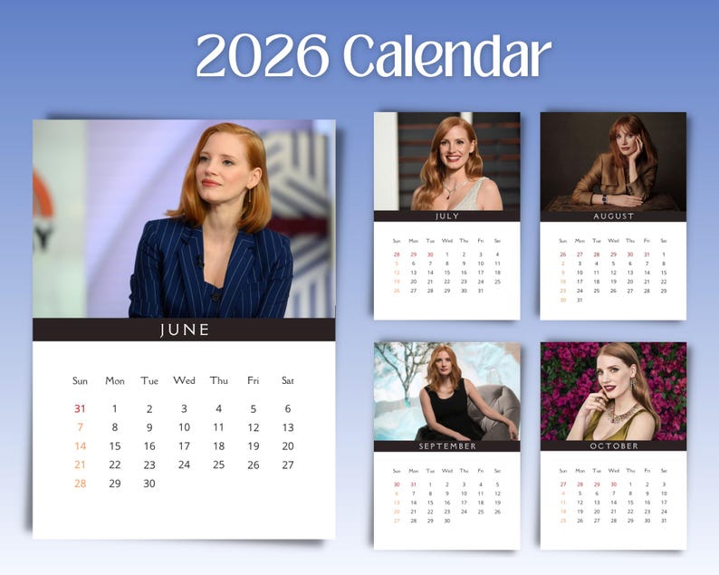 Jessica Chastain 2026 Calendar - Etsy UK