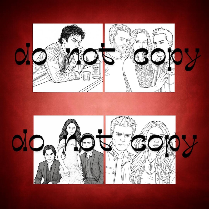 The Vampire Diaries Inspired 20 Coloring Pages Bundle - Etsy