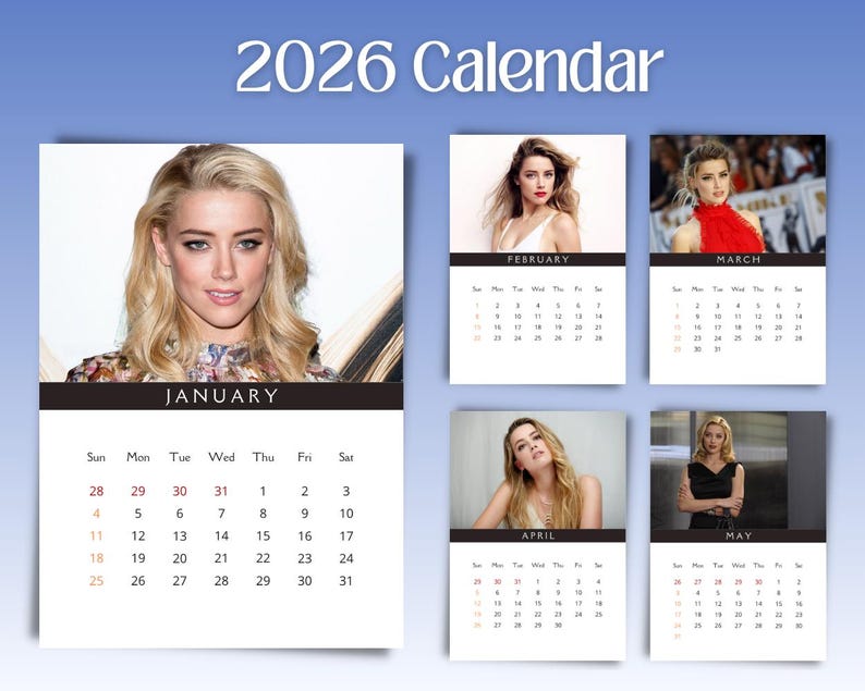 Amber Heard 2026 Calendar - Etsy