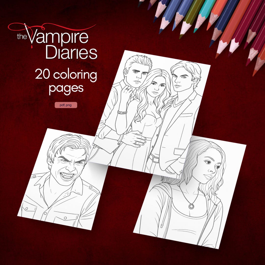 The Vampire Diaries Inspired 20 Coloring Pages Bundle - Etsy
