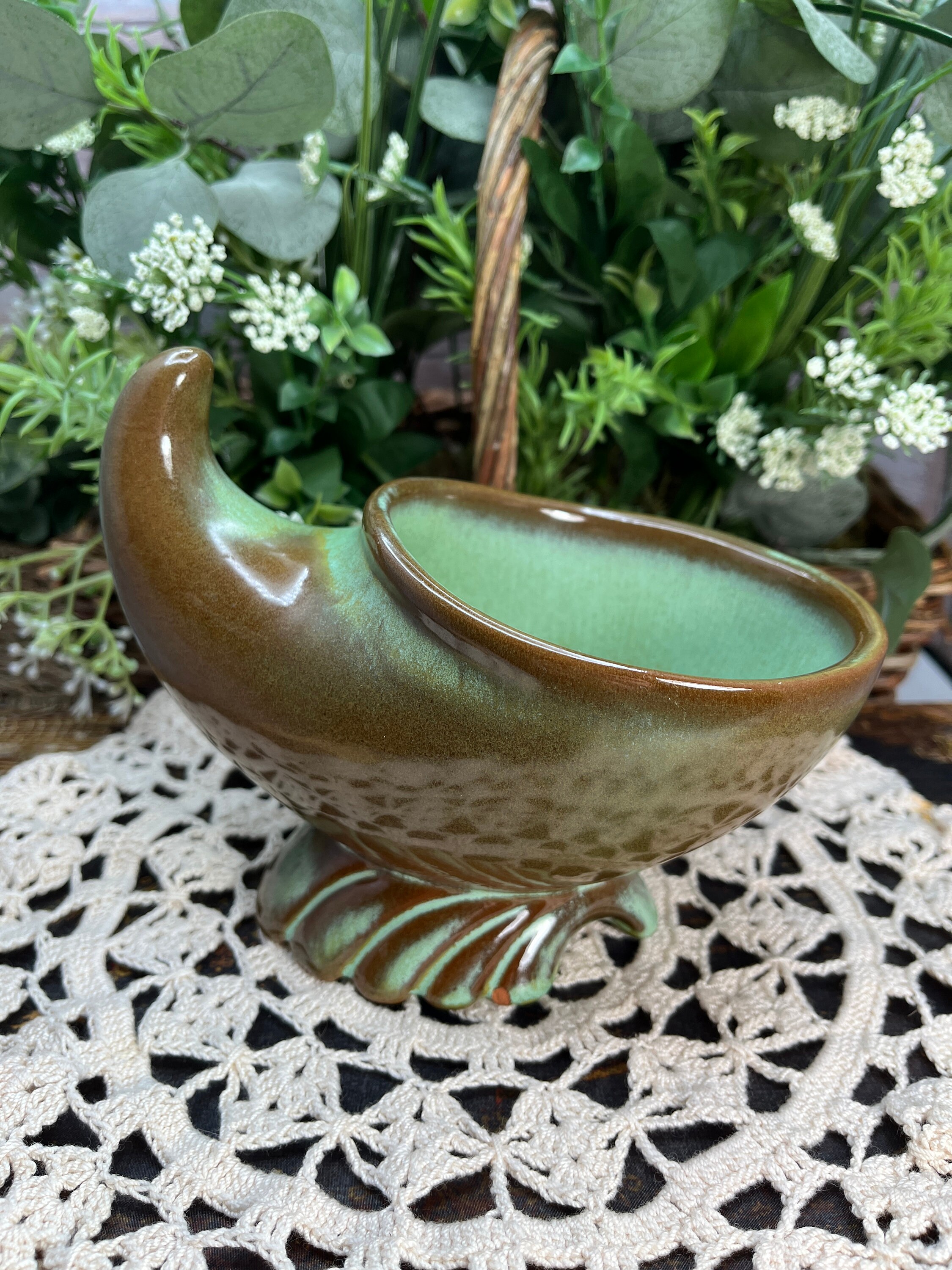 Vintage Frankoma Pottery Cornucopia Horn Vase Frankoma Pottery Bowl - Etsy