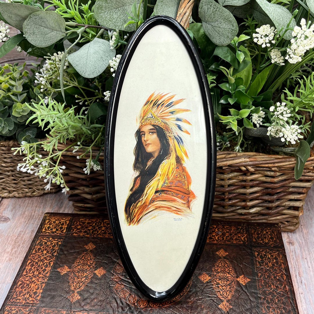 Antique Hamilton King Native American Indian Maiden Minnehaha Framed ...