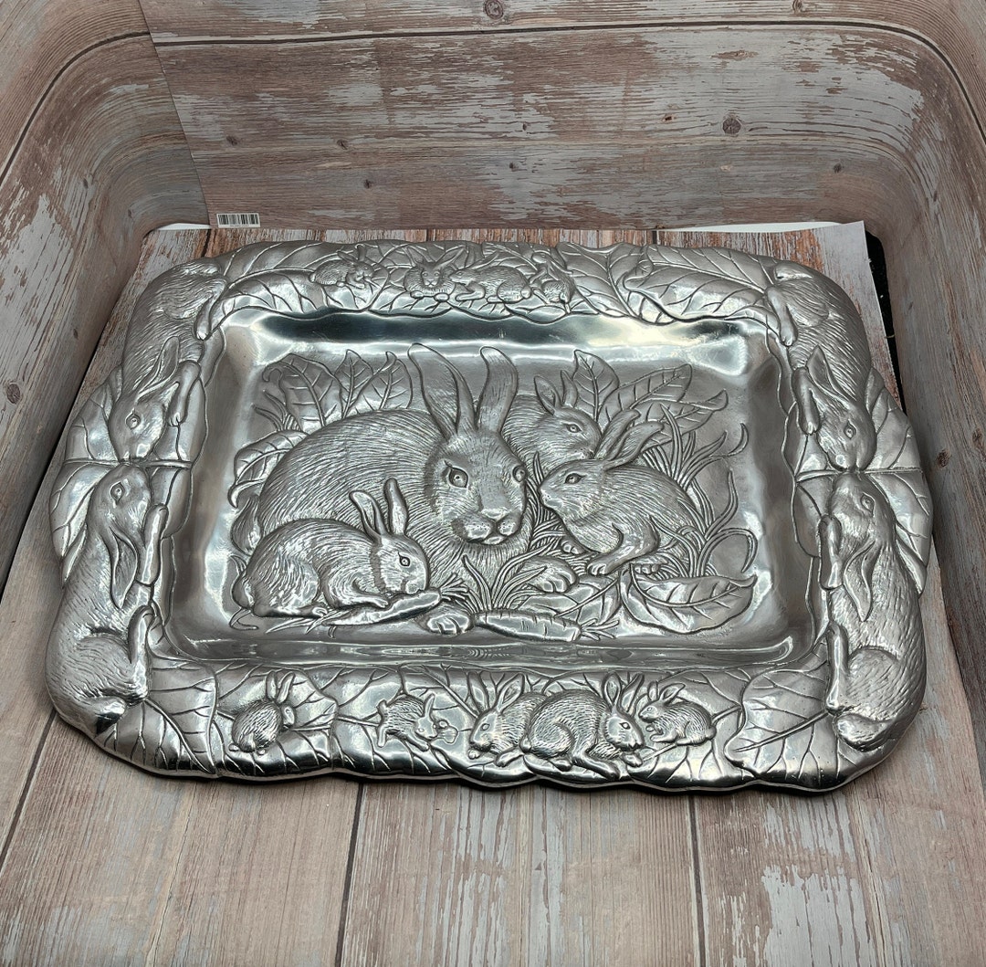 1990 Arthur Court Heavy Aluminum Metal Rectangle Bunny Tray/serving ...