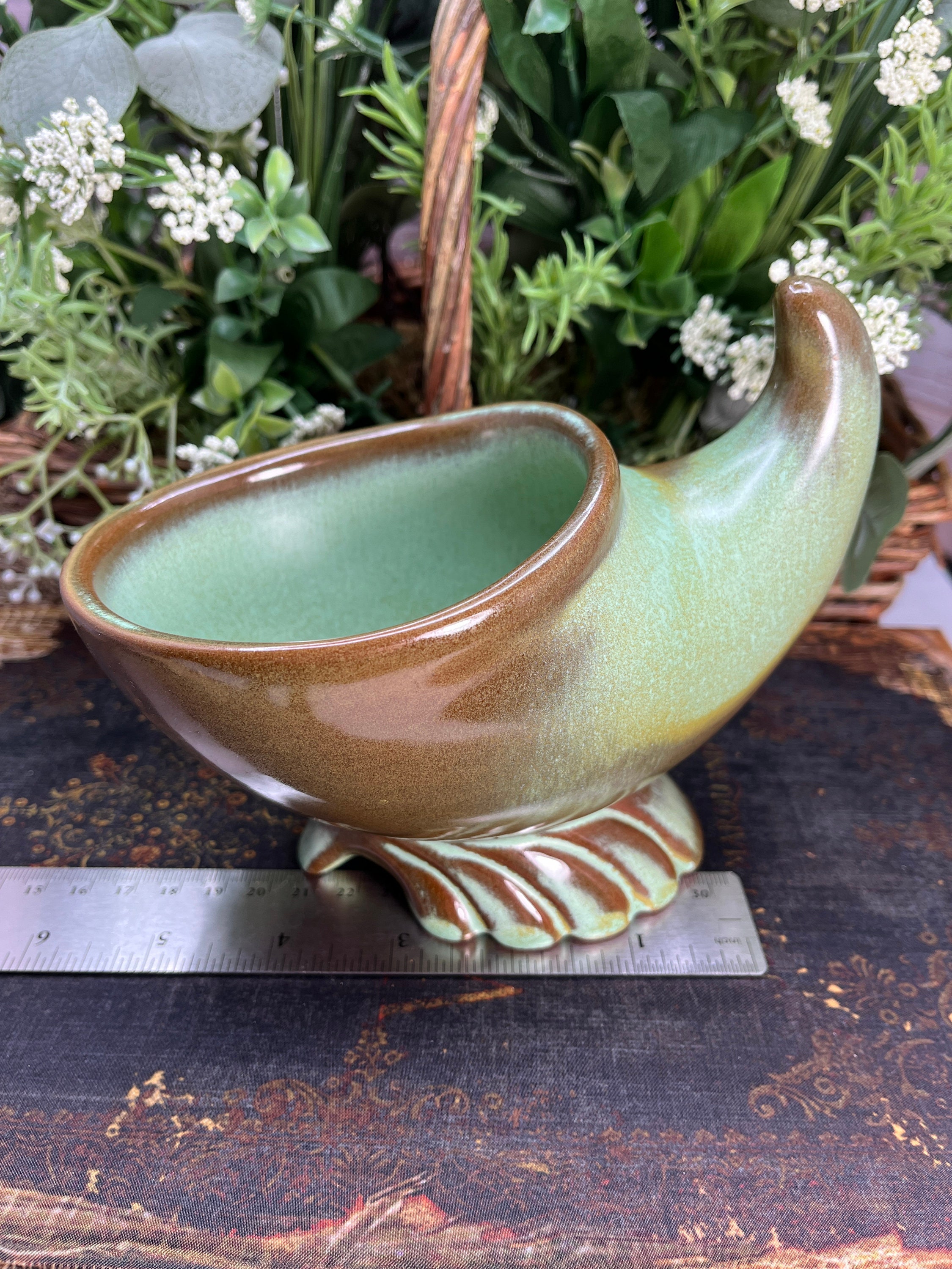 Vintage Frankoma Pottery Cornucopia Horn Vase Frankoma Pottery Bowl - Etsy