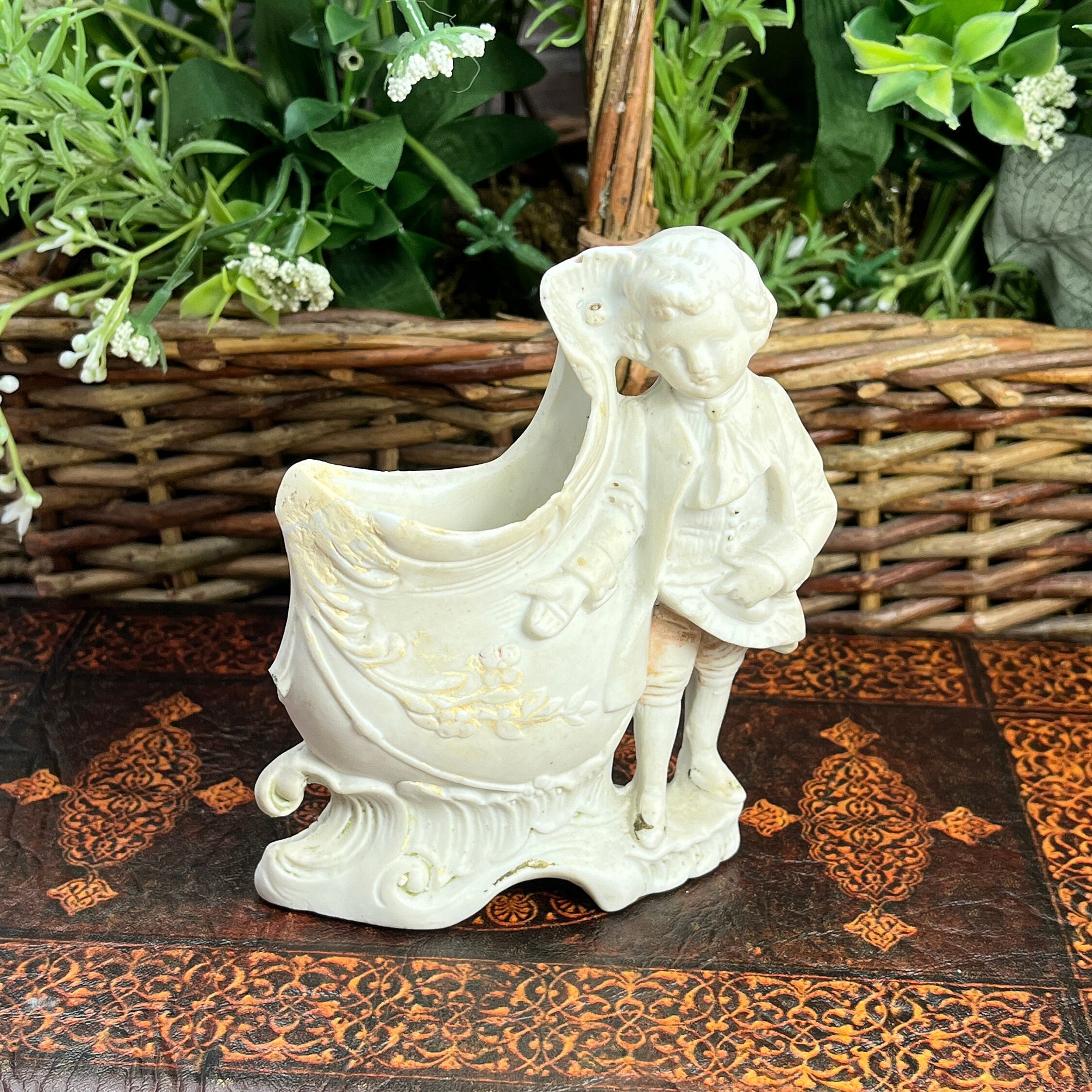 Vintage German Victorian Bisque Miniature Figural Vase - German ...