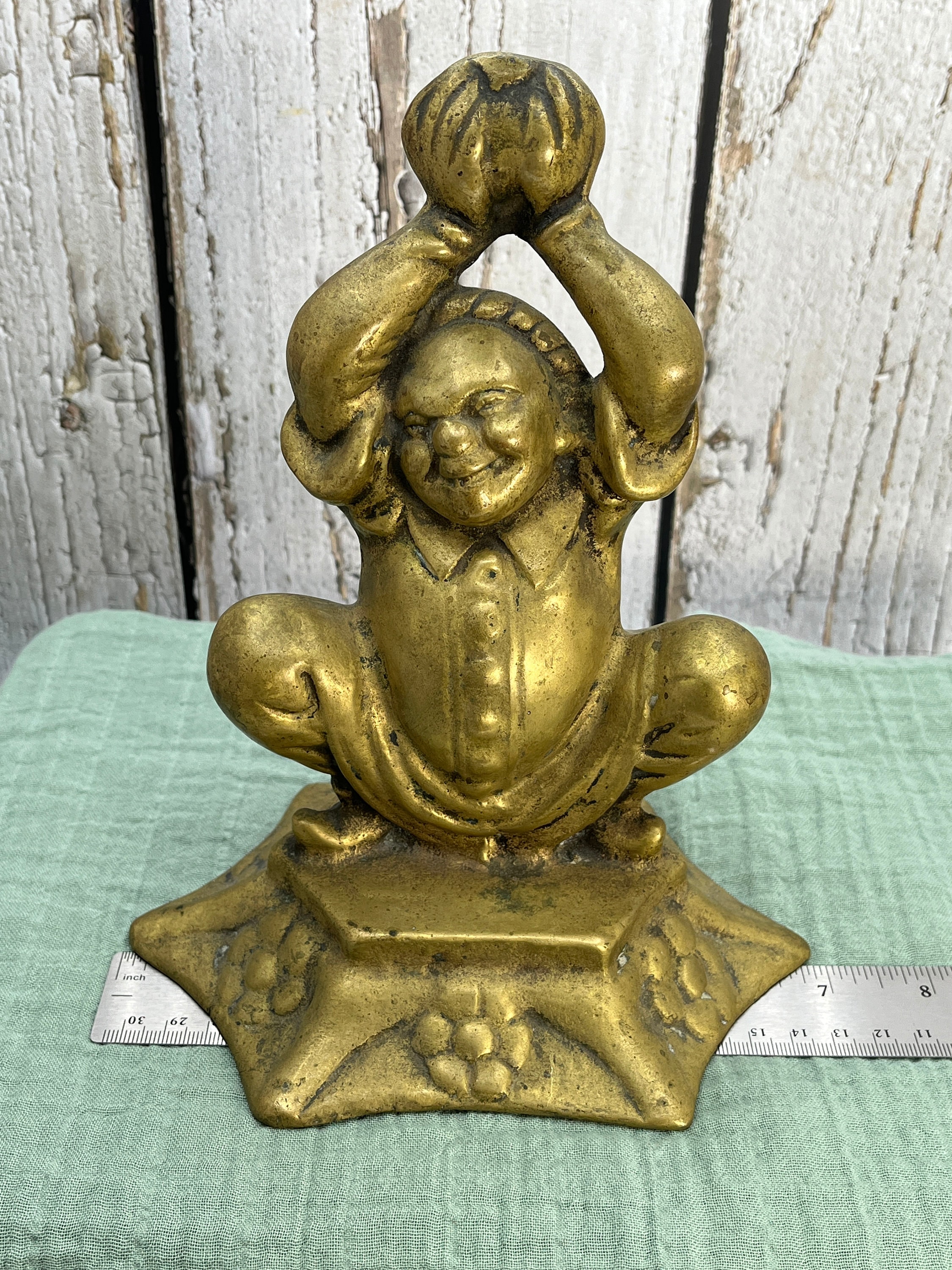Chinese Jester Door Stop Solid Brass Man With Ball Clown Art Statue ...