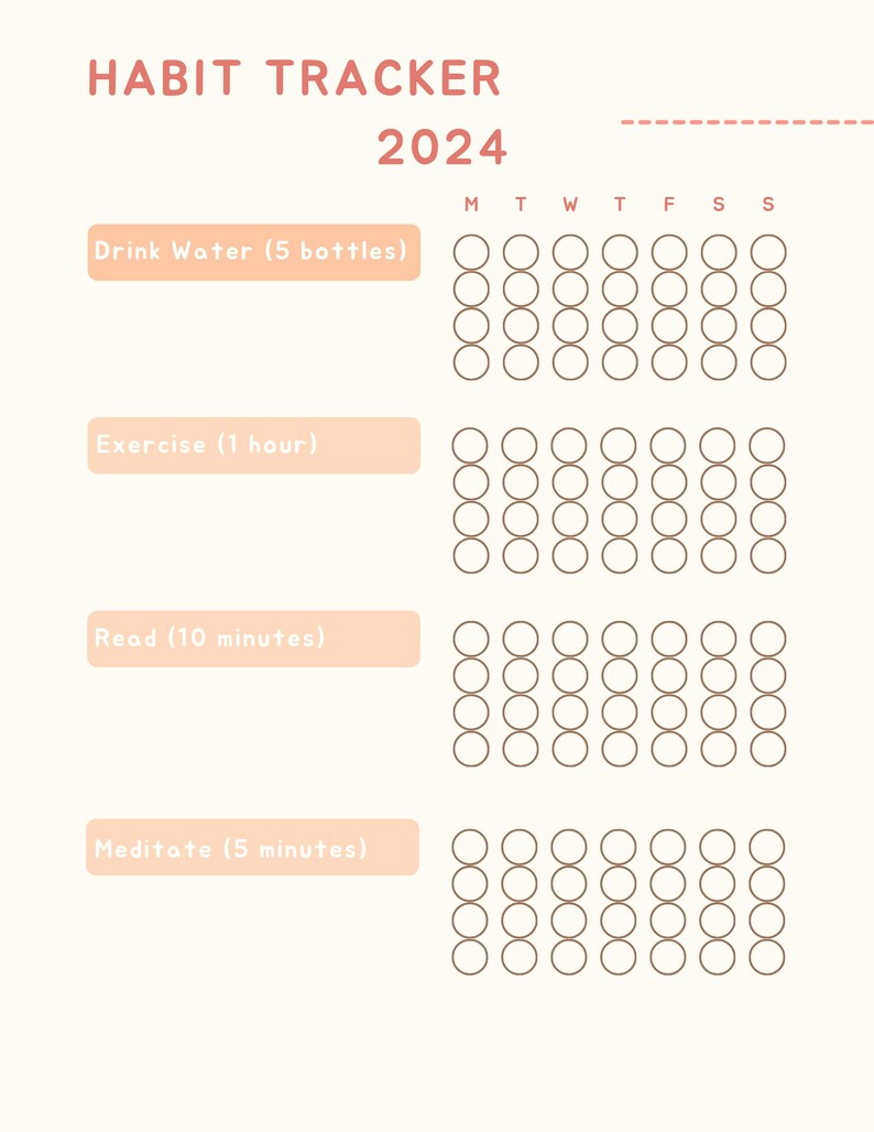 Habit Tracker 2024 - Etsy