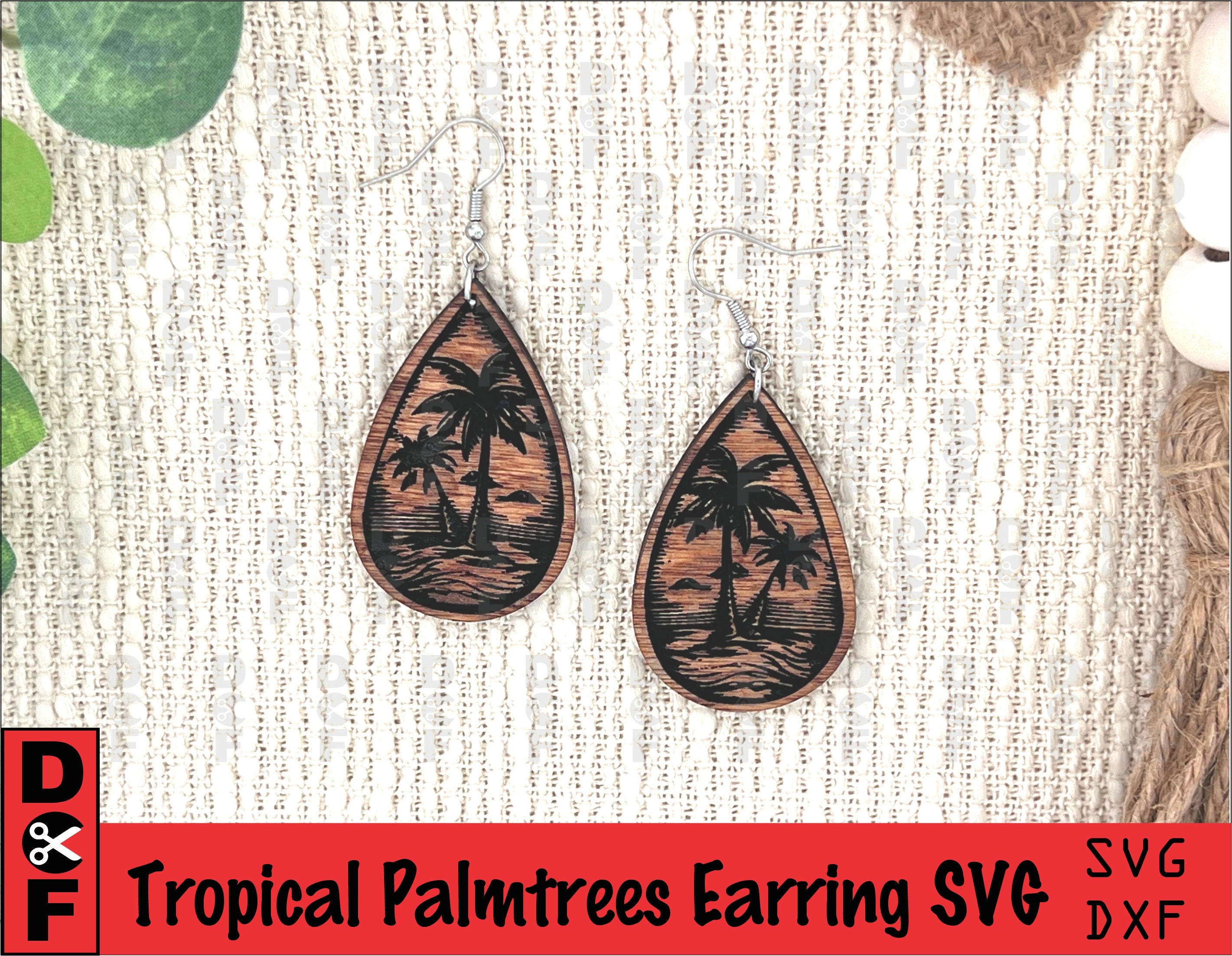 Palm Tree, Tropical, Beach Earring SVG File, Teardrop, Glowforge Tested ...