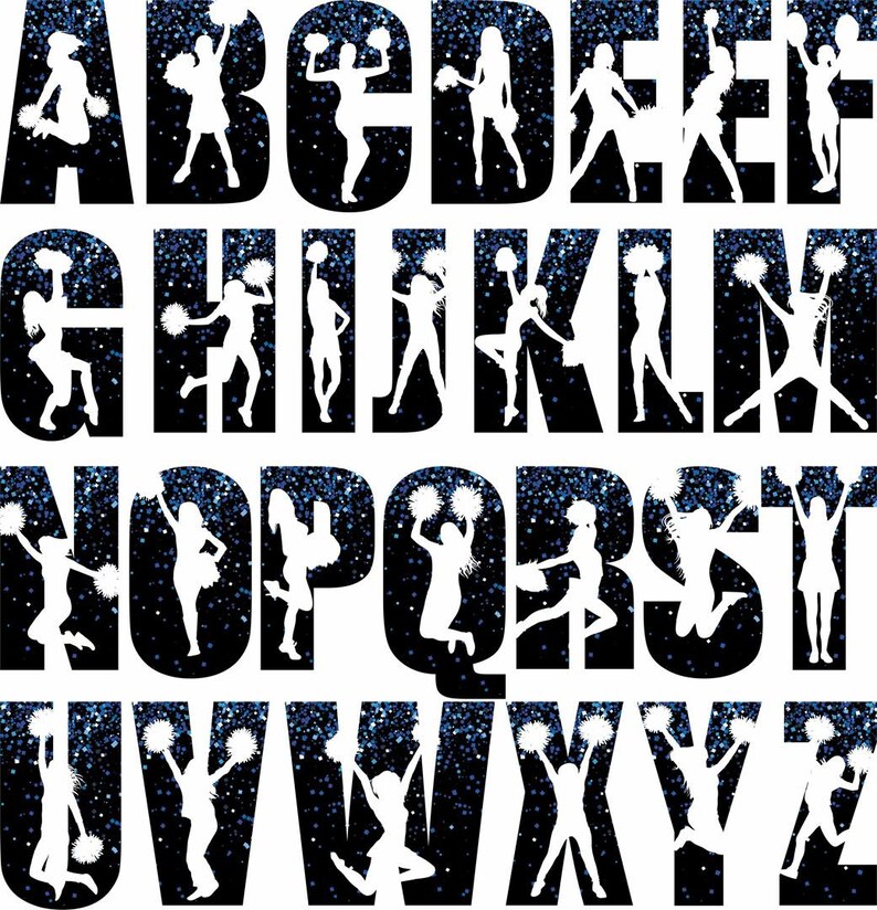 PNG Cheer Alphabet Bundle Ombre Series glitter, Silhouettes ...