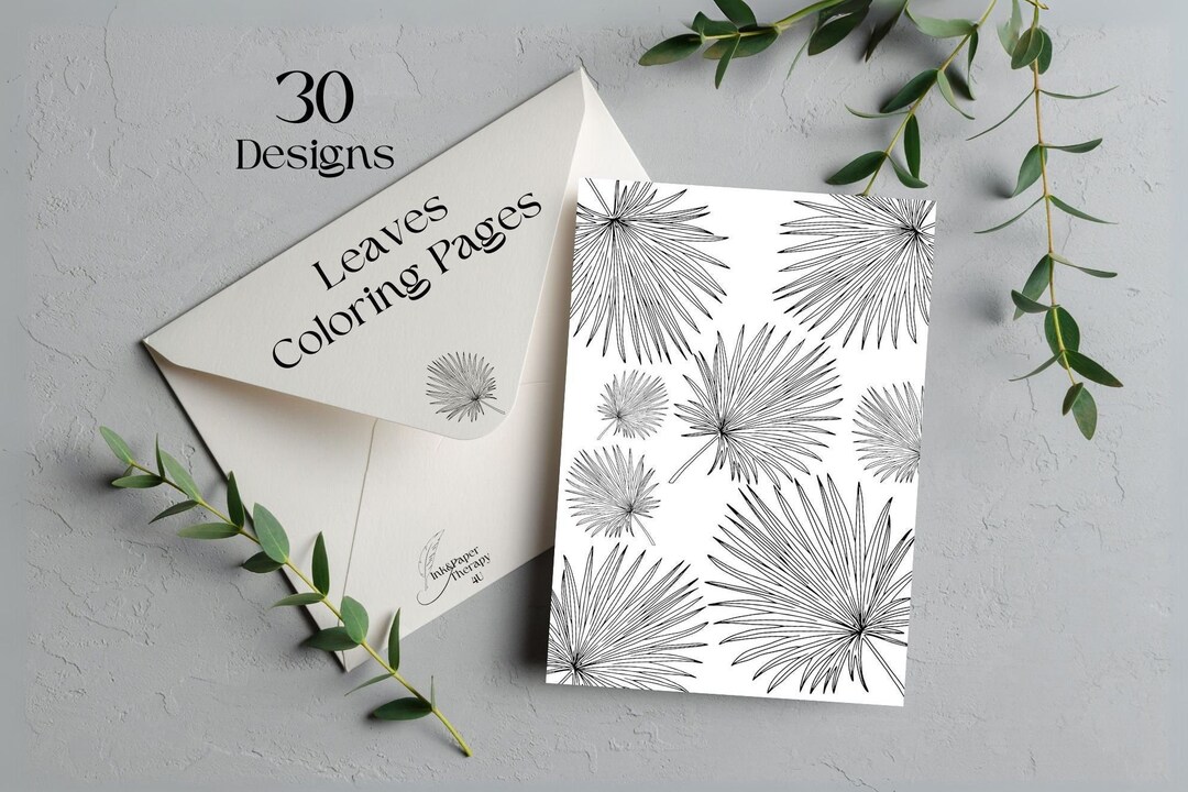 30 Leaves, Plants Coloring Pages, for Stress Relief, Women, ADHD ...
