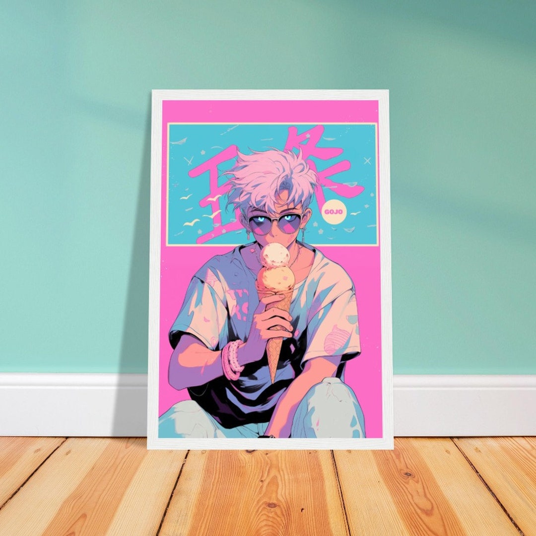 Gojo's Retro Ice Cream Delight 4K Jujutsu Kaisen Wall Art Poster 4K ...