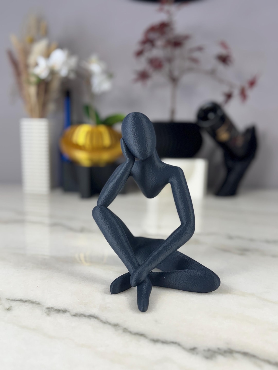 8 Inch Navy Blue Gravity Defying Sculpture for Tabletops Shelves or ...