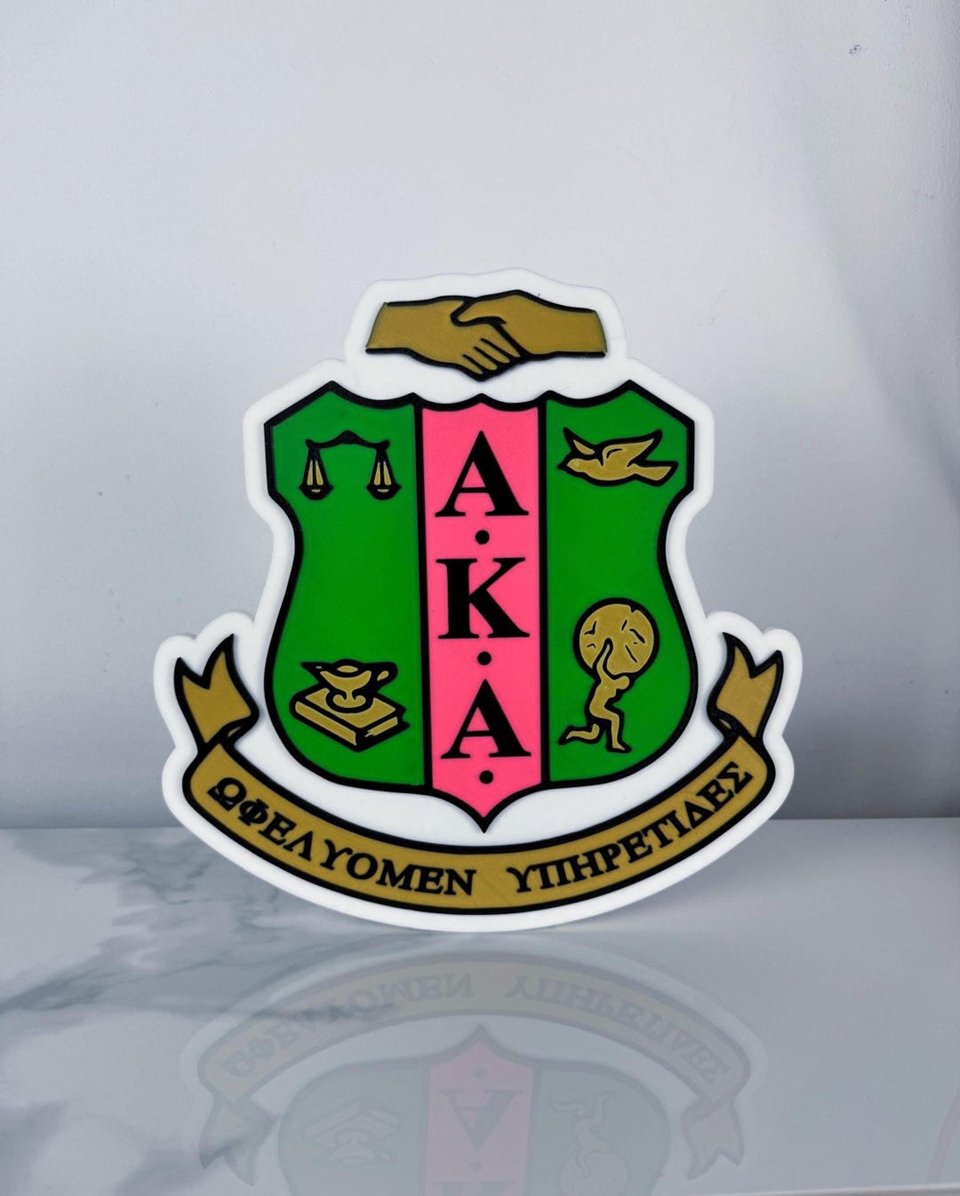 3D Printed AKA Shield: Alpha Kappa Alpha Sorority Decor - Etsy