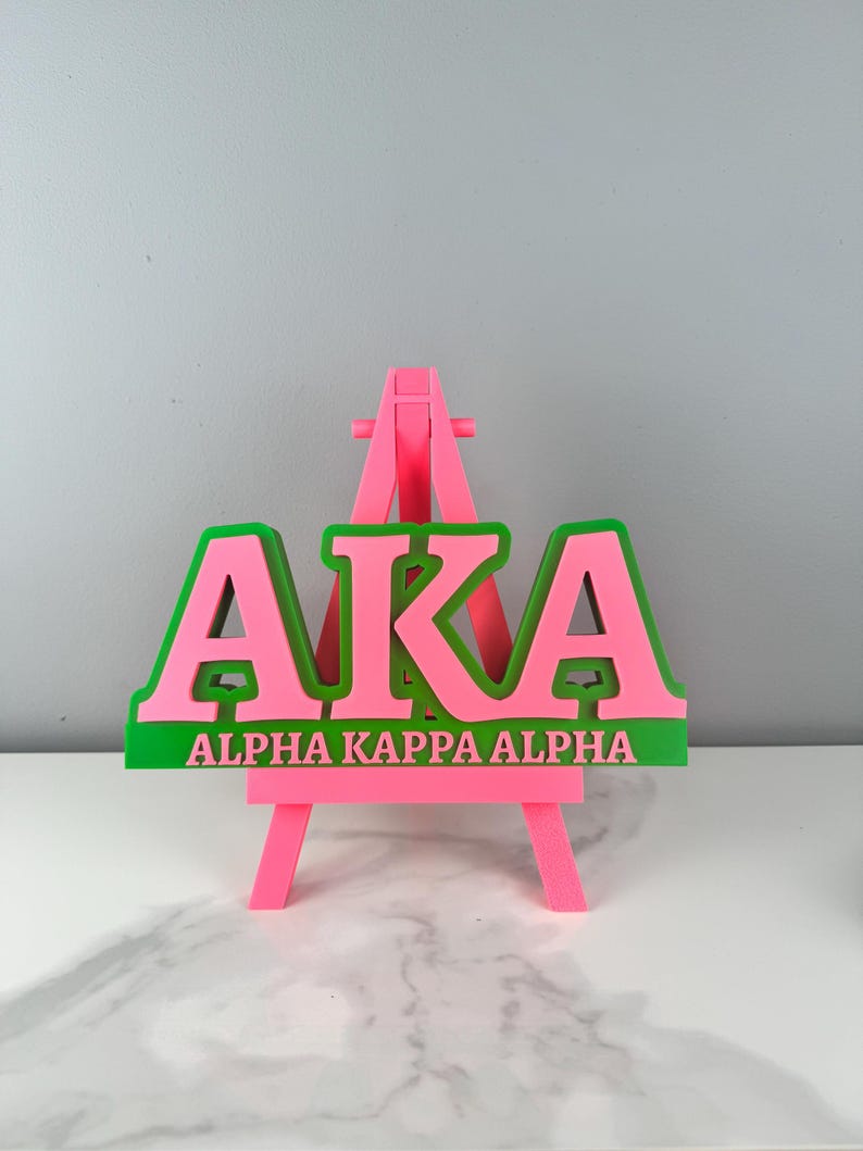 Personalized Alpha Kappa Alpha 3D Printed Desk Sign: Pink & Green 11 ...
