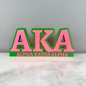 Personalized Alpha Kappa Alpha 3D Printed Desk Sign: Pink & Green 11 ...